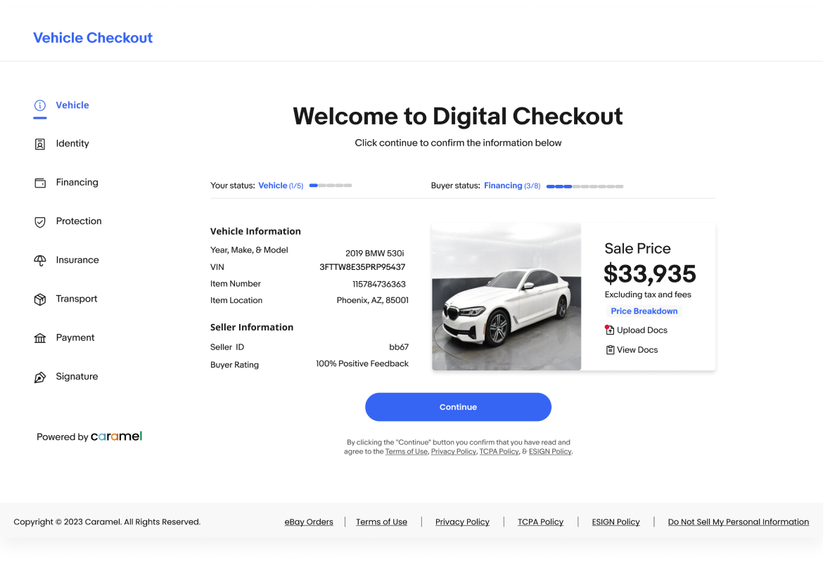 eBay Vehicle Checkout Powered by Caramel